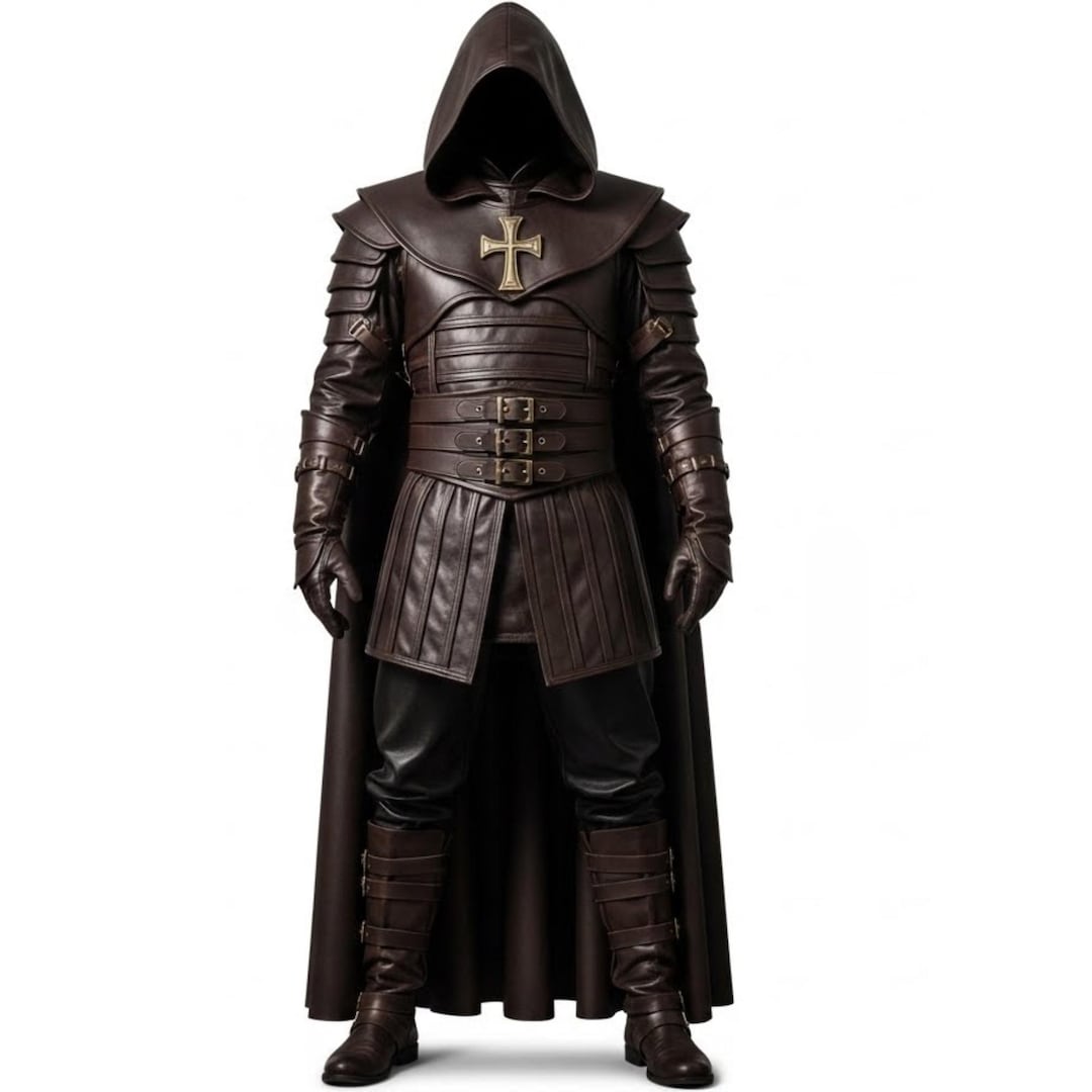 Mens Handmade Leather Assassin Costume – Hooded Cloak, LARP ...