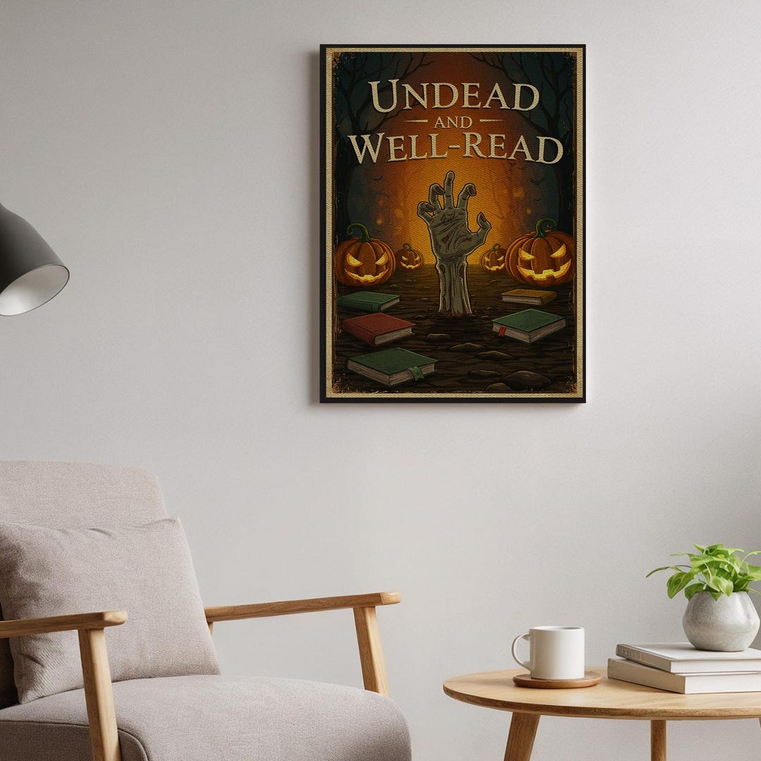Undead and Well-read Halloween Canvas Art, Zombie Hand Wall Decor ...