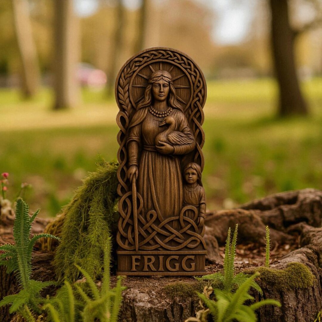 Frigg Wooden Figurine, Frigg Norse Gods, Carved Norse Sculpture, Norse ...