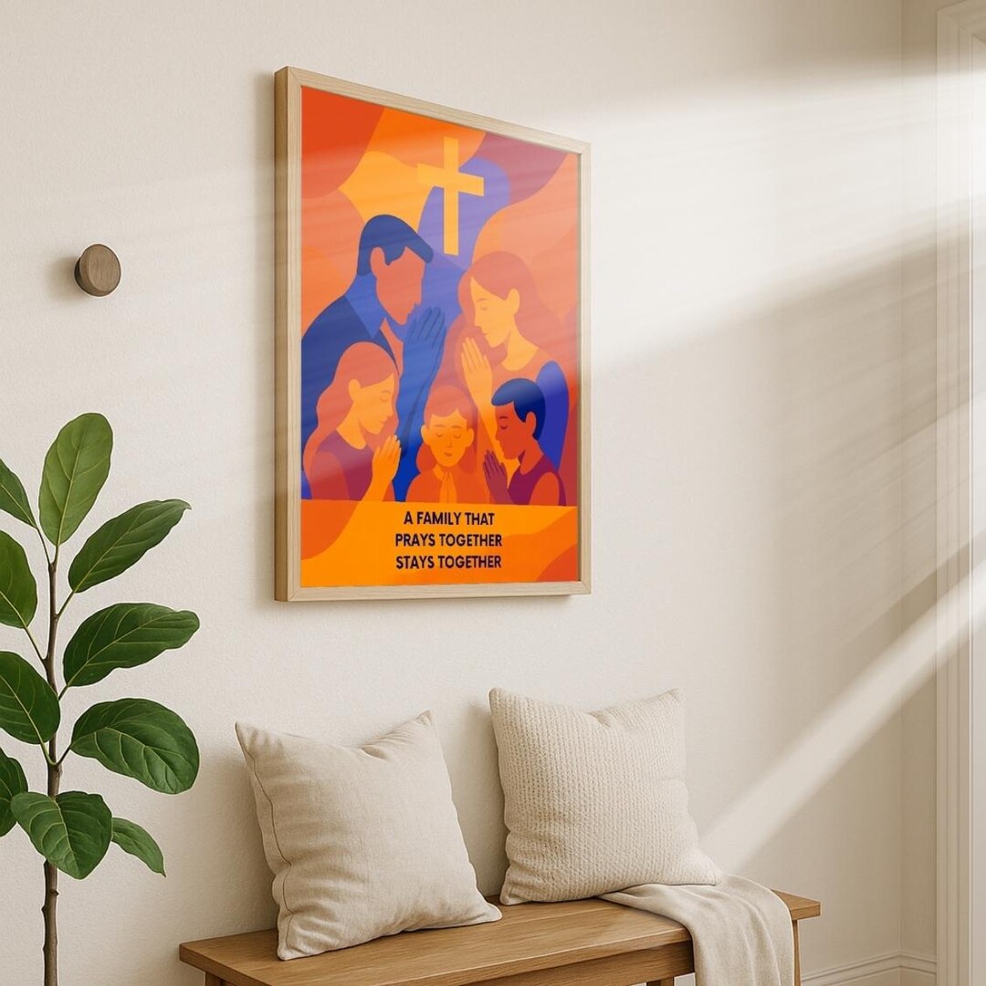 Family Prayer Art – Christian Home Decor, Modern Religious Poster ...