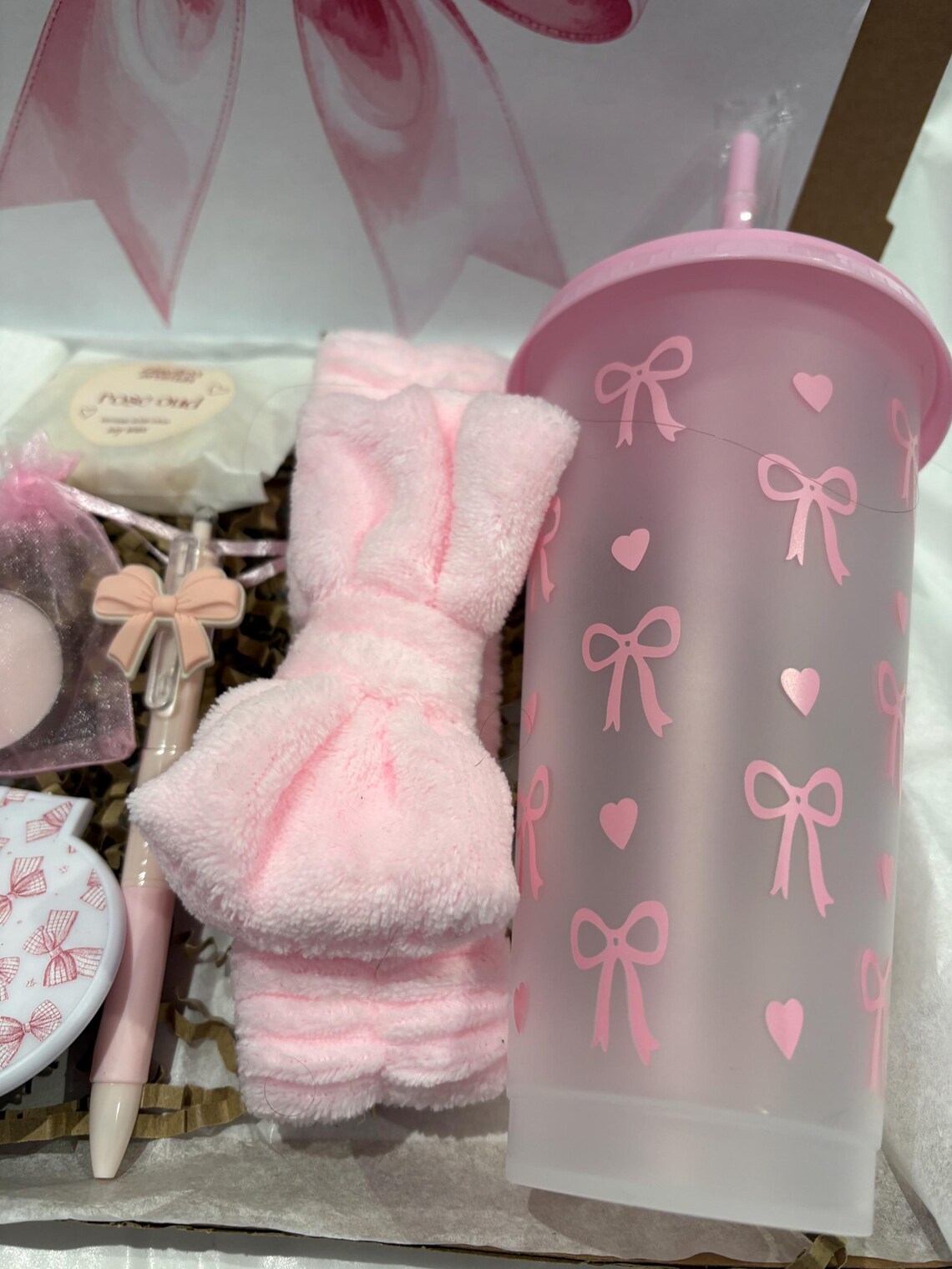 Pink Bow Themed Hamper, Pretty Pink Gifts, Pink Asethetic Gift, Pretty ...