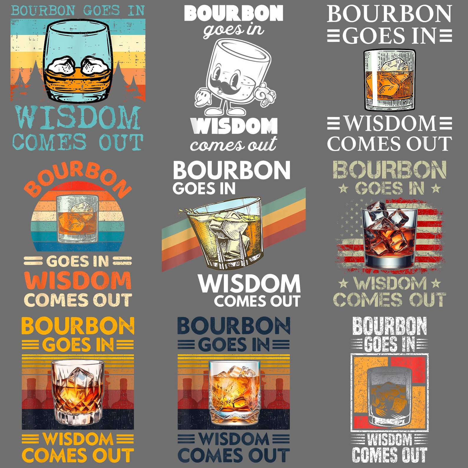 Bourbon Goes in Wisdom Comes Out PNG, Funny Whiskey Cigar Clipart ...