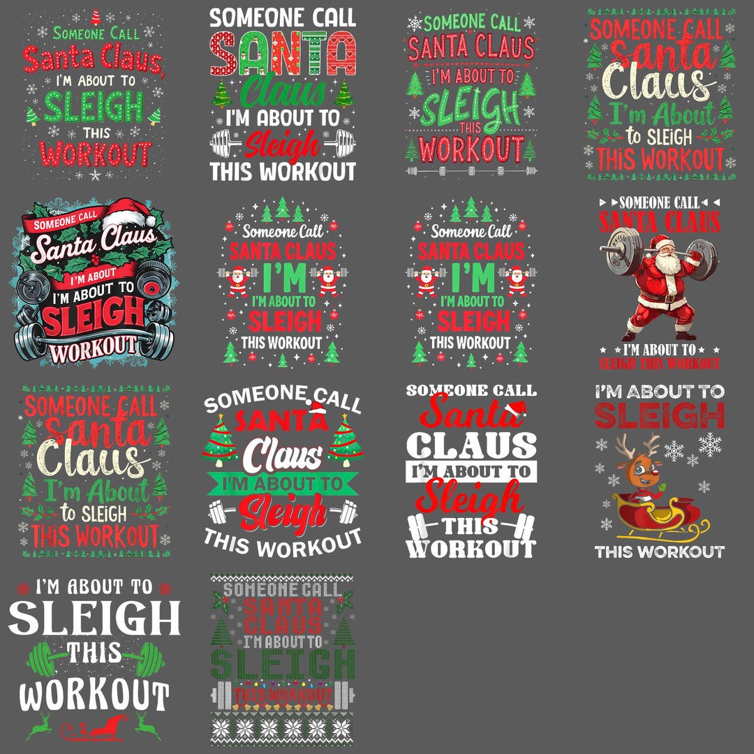 Sleigh This Workout Santa PNG - Funny Fitness Holiday Humor Clipart ...