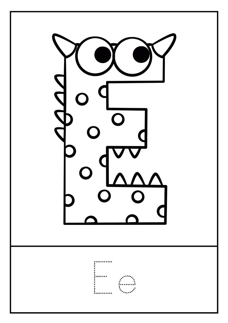 Monster Alphabet Coloring Pages for Kids | A–Z Cute Monster Letters ...