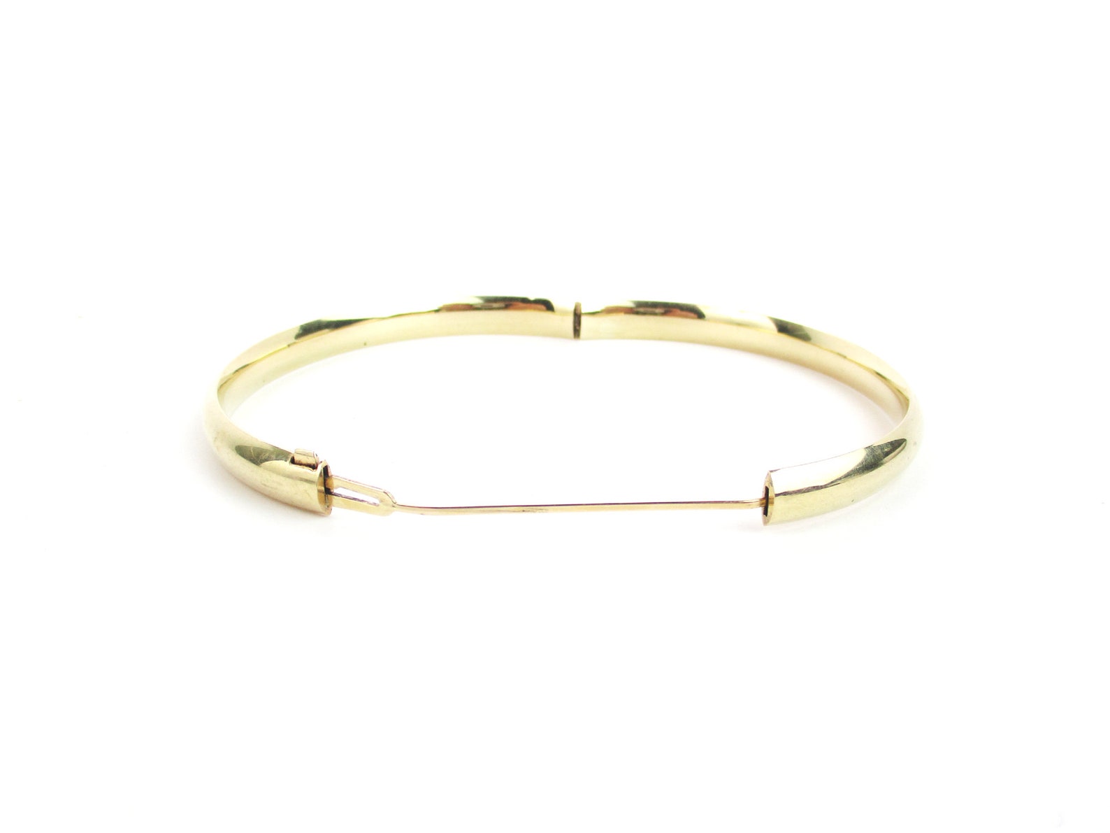 14K Gold Stacking Bangle W/ Hinge & Polished Rounded Top Thin - Etsy