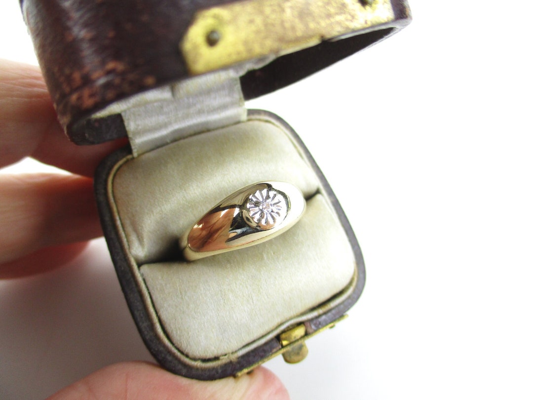 Antique Edwardian Diamond Ring, 10K Gold Gypsy Illusion Flower Setting ...