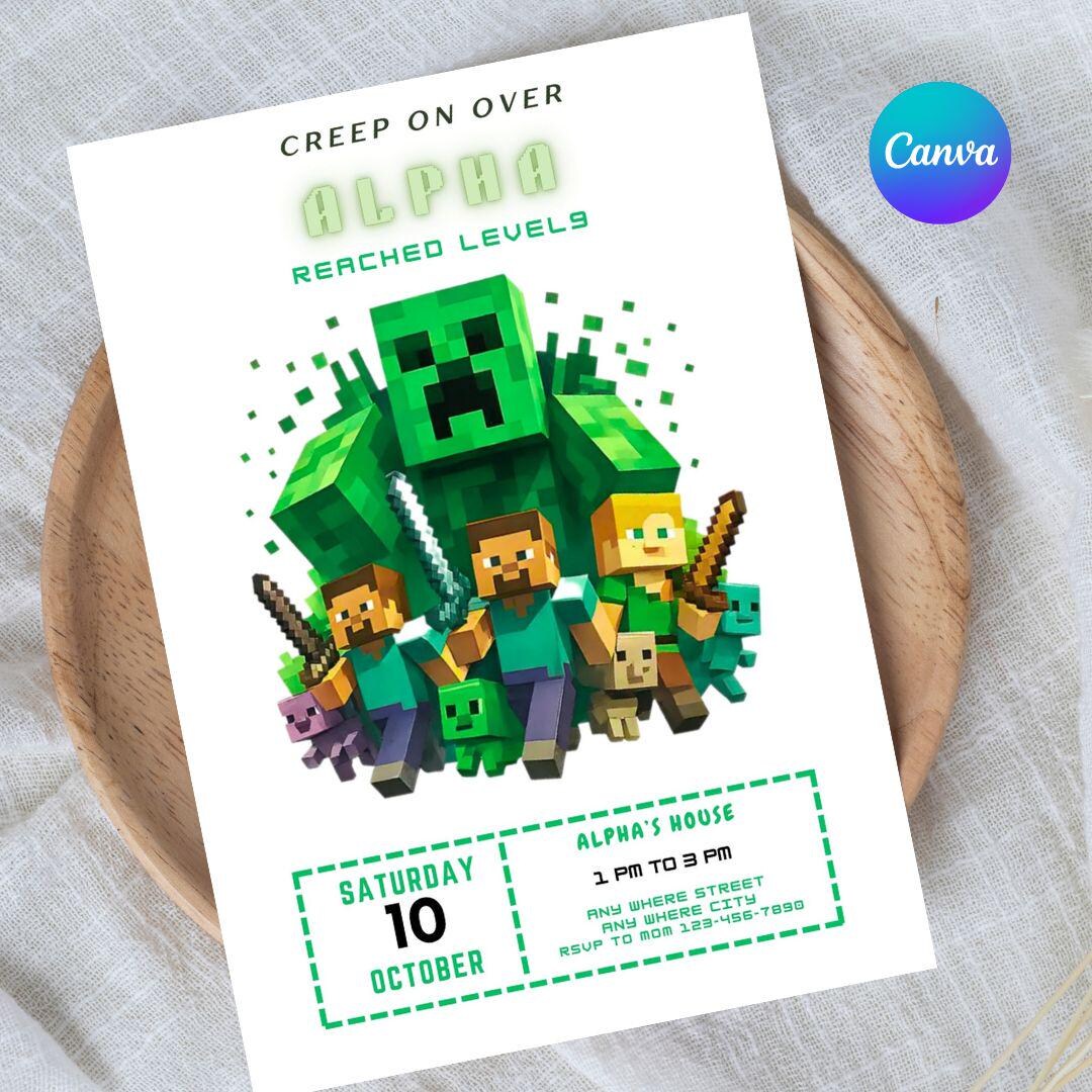 Editable Gamer Birthday Invitation: Pixel Video Game Theme (digital ...