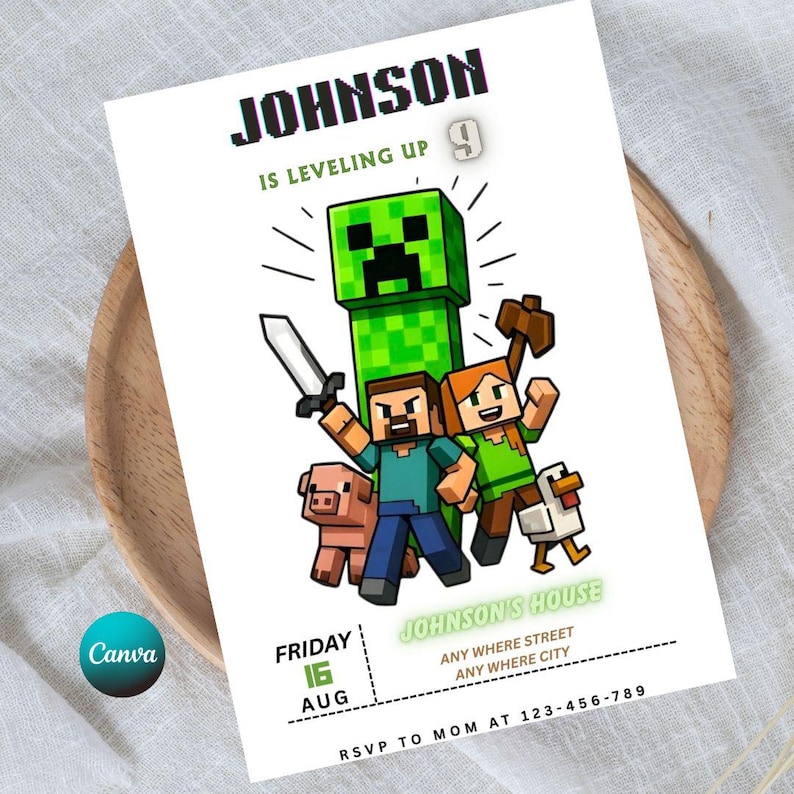 Convite para festa de pixel editável | Modelo de aniversário para gamer ...
