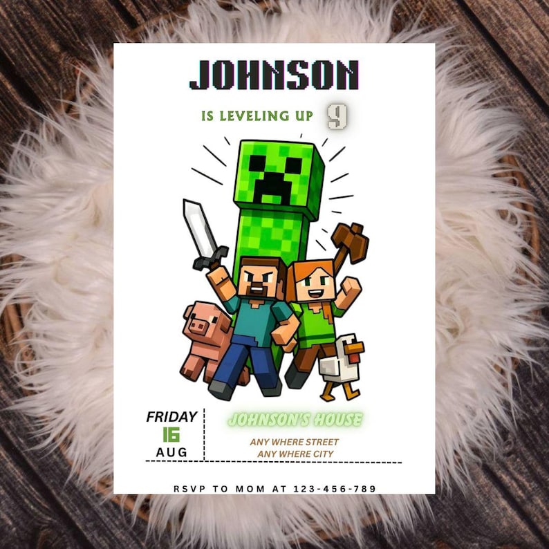 Convite para festa de pixel editável | Modelo de aniversário para gamer ...