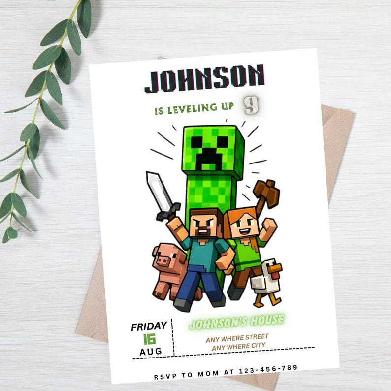 Editable Pixel Party Invitation | Gamer Birthday Template | Digital ...