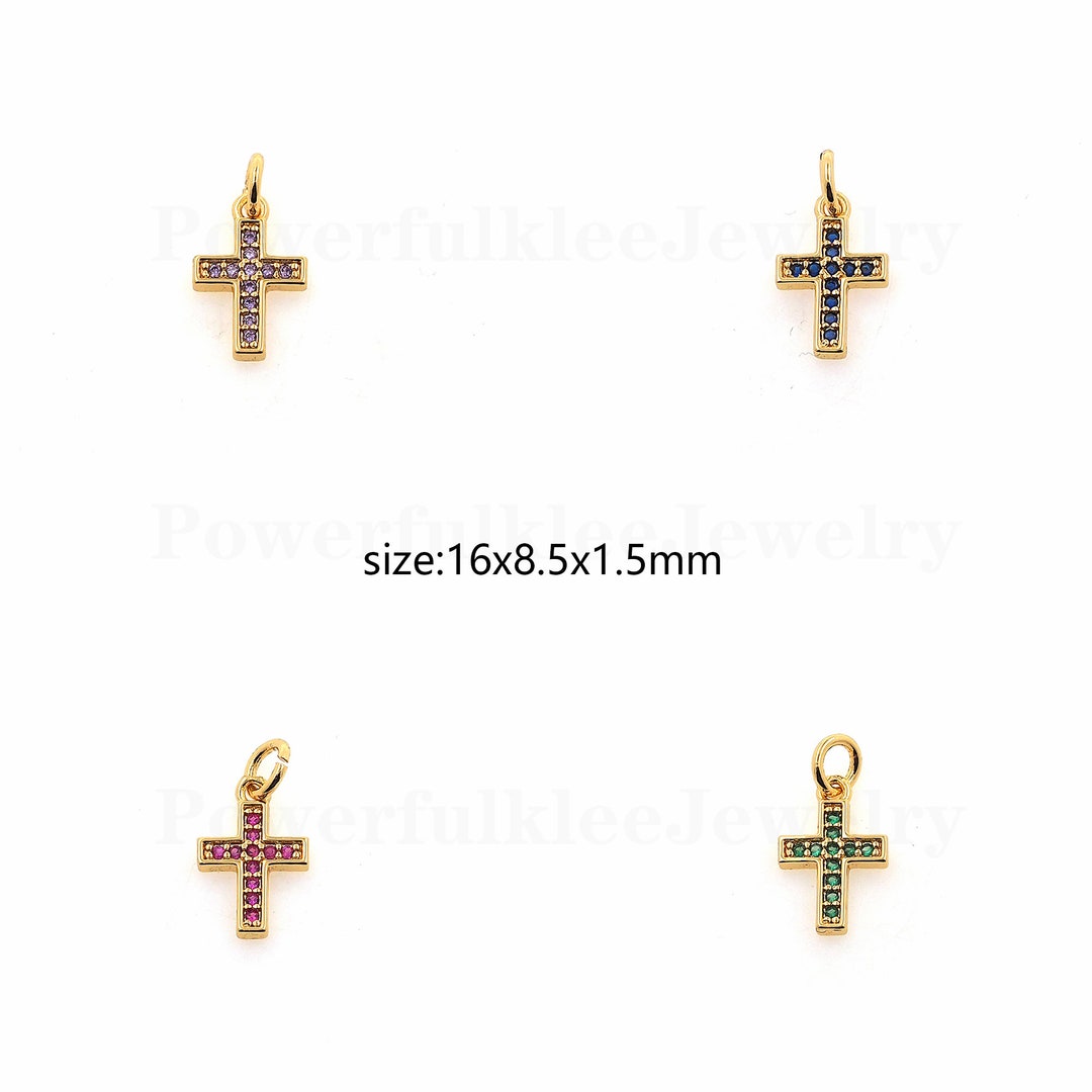 18K Gold Filled Cross Pendant,cz Micro Pave Cross Charm Earrings ...