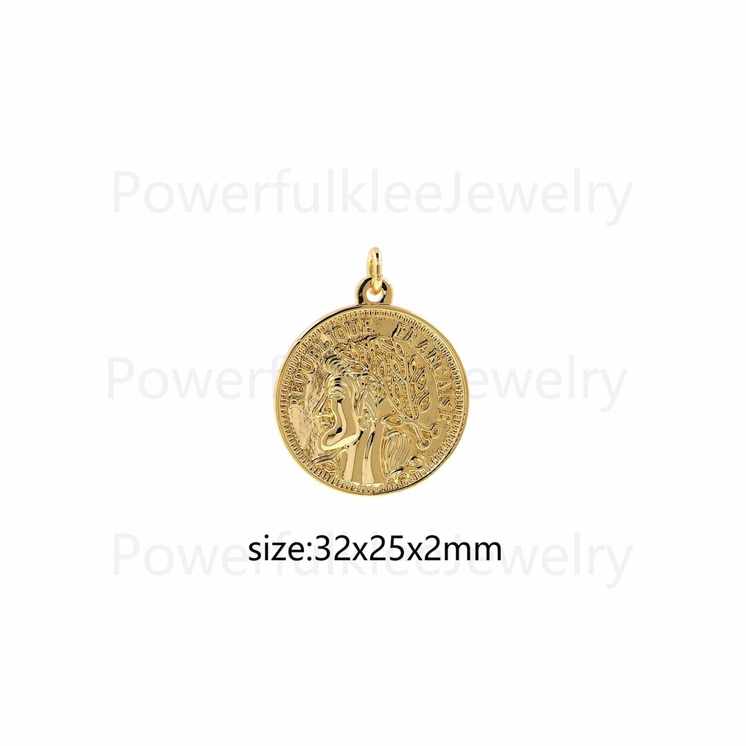 18K Gold Filled Greek Coin Pendant,greek Coin Charm Necklace for DIY ...