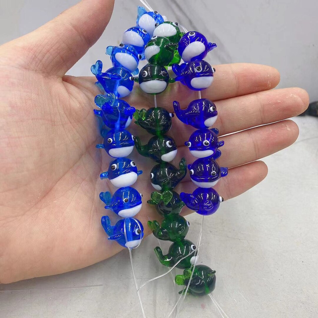 10pcs Cute Kawaii Whale Beadsglass Lampwork Beadslampwork - Etsy