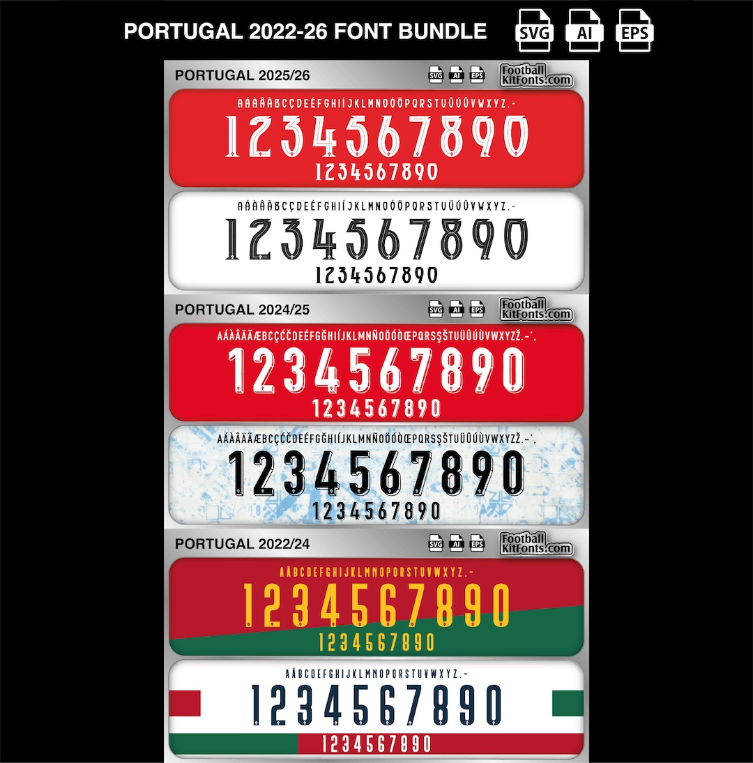 Portugal Font Bundle 2022-2026 | 3-season Pack | Vector Football Font ...