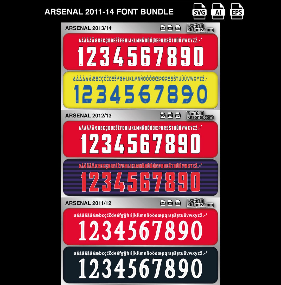 Arsenal Font Bundle 2011-2014 | 3-season Pack | Vector Football Font ...