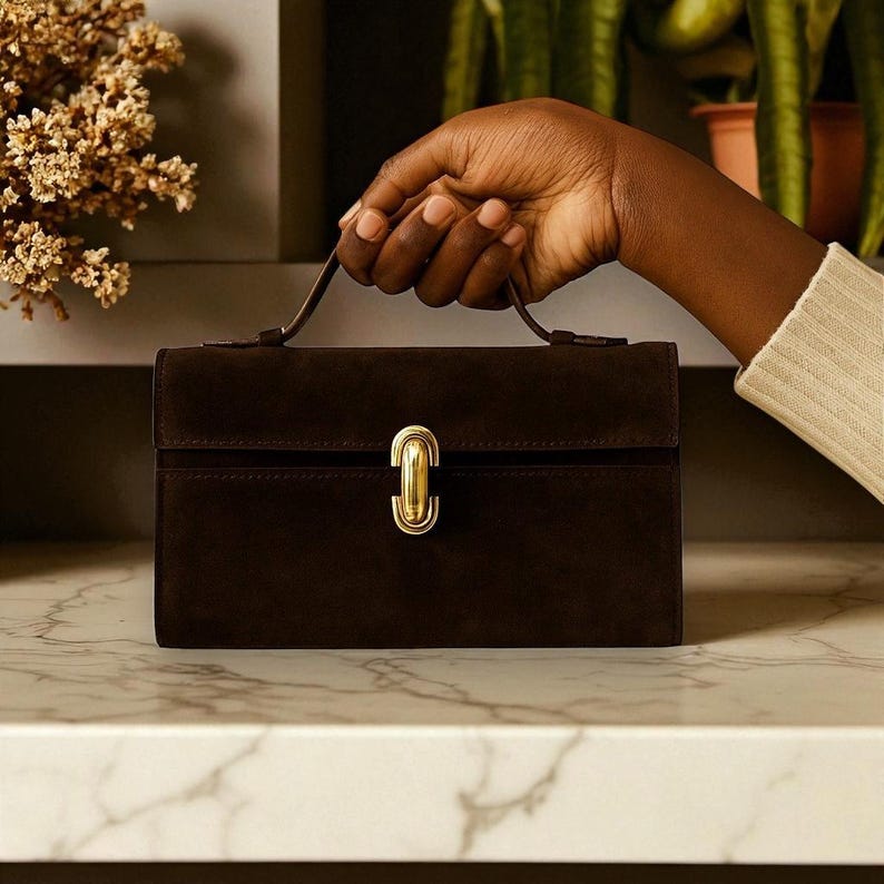 Leather Clutch Bag: Women's Top Handle Purse, Small Leather Tote ...