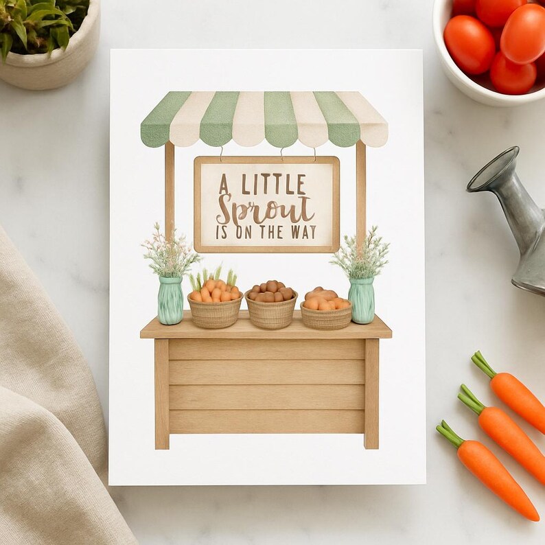 Editable Little Sprout Baby Shower Invitation, Farmers Market Baby ...
