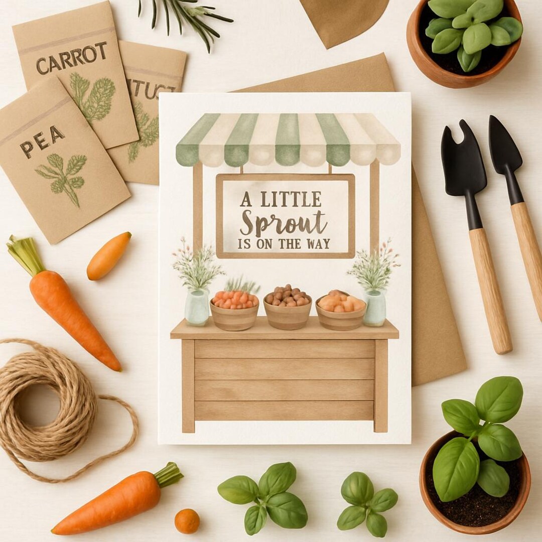 Editable Little Sprout Baby Shower Invitation, Farmers Market Baby ...