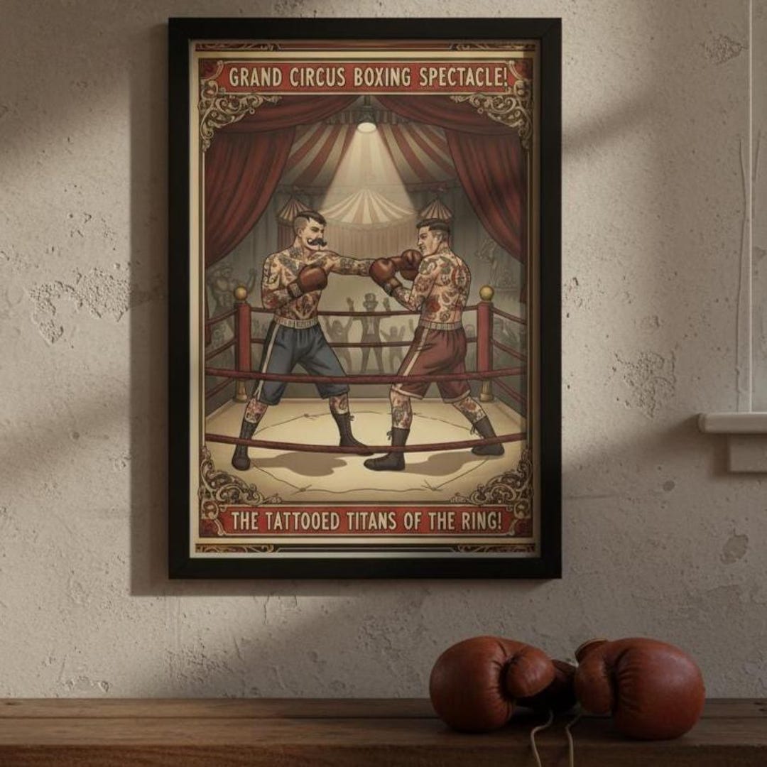 1900s Boxing Fight Poster - Vintage Sports Art - Semi-gloss Print - Etsy