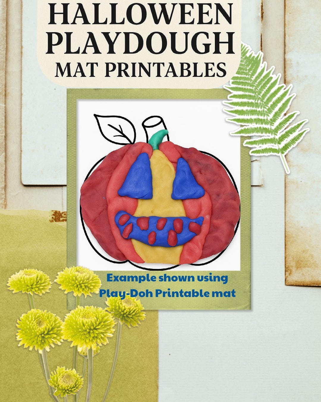 Autumn Themed Play-doh Mat & Coloring Pages: Pumpkin, Bat, Monster ...