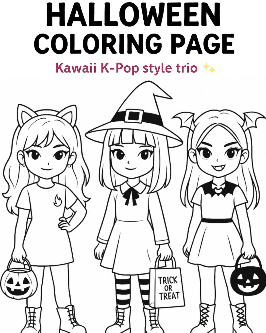 Hundrix Inspired Halloween Coloring Page: Trick or Treat Kids Activity ...