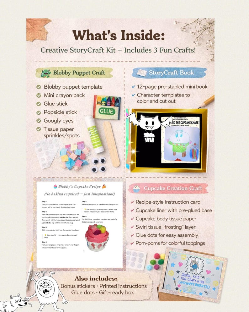 Storycraft Kit for Kids | Build a Monster Puppet, Create a Storybook ...