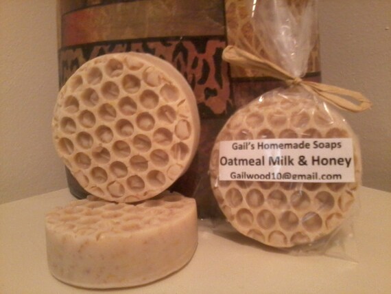 Oatmeal Milk And Honey Soap Handmade 4 Oz Round Bar Etsy