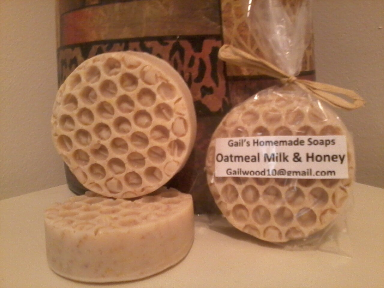 Oatmeal Milk And Honey Soap Handmade 4 Oz Round Bar Etsy