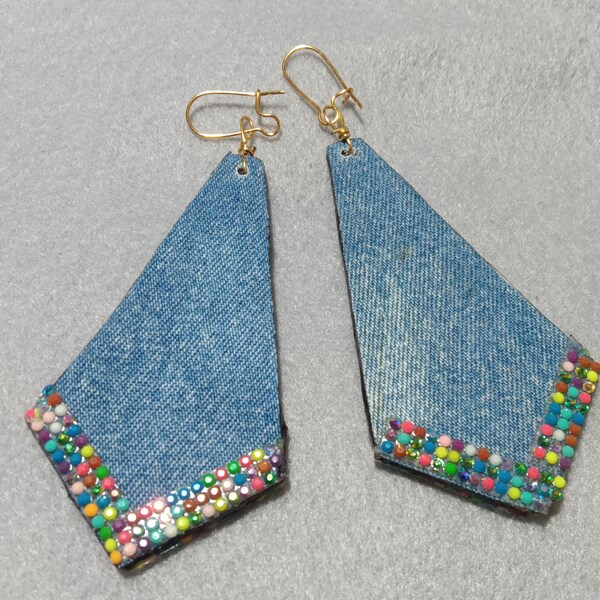 Denim Earrings - Etsy