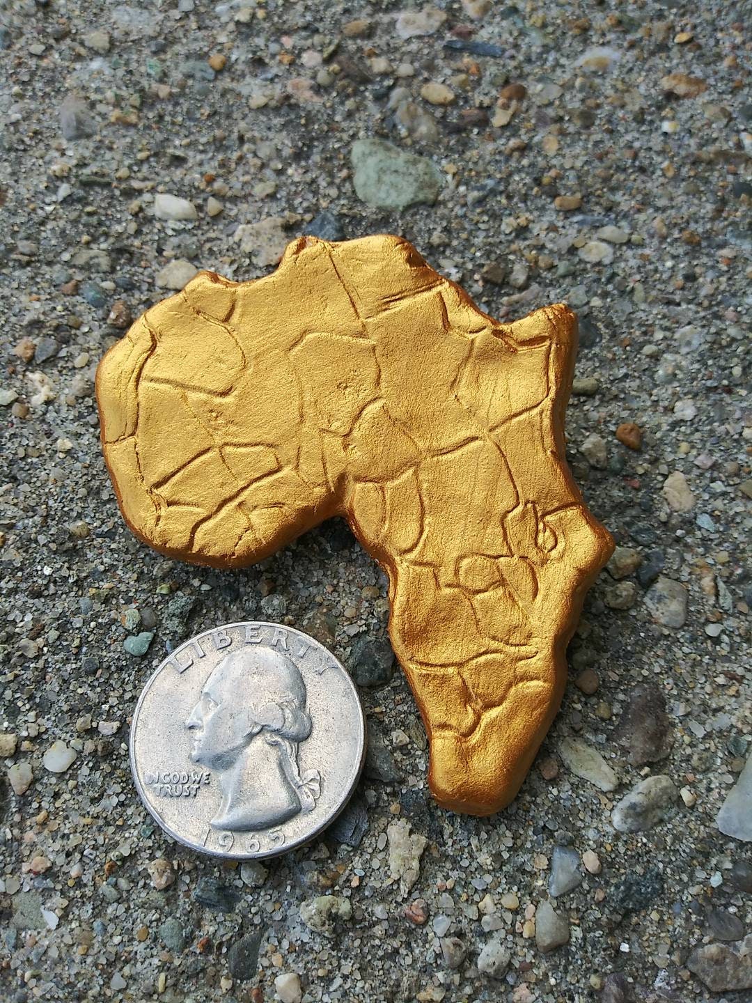 Gold Africa Brooch: Paper Clay Continent Pin - Etsy