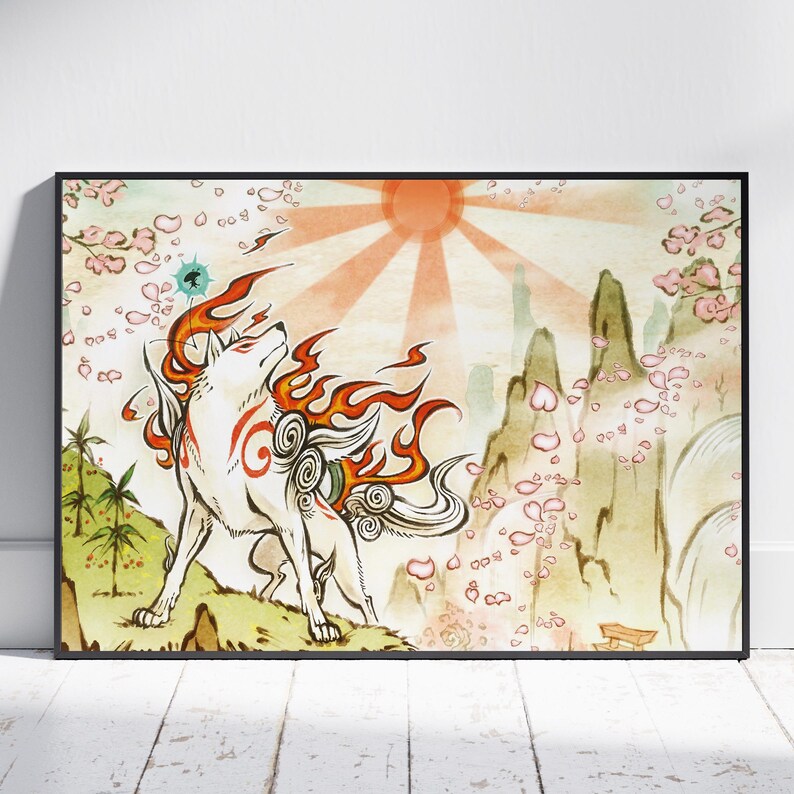 Okami Poster | Amaterasu Wall Art | Game Print - Etsy