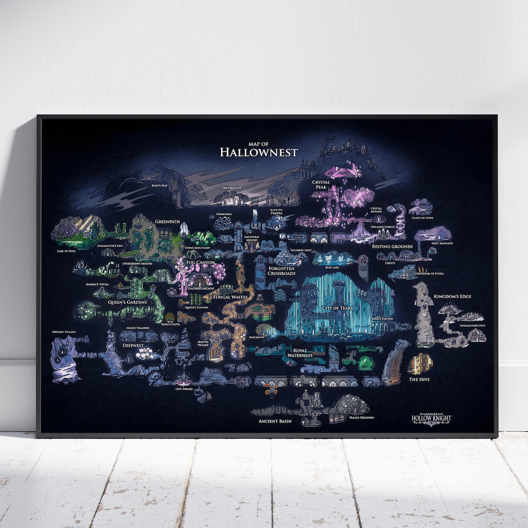 Hollow Knight Map Poster | Hallownest Wall Art | Game Print - Etsy Canada