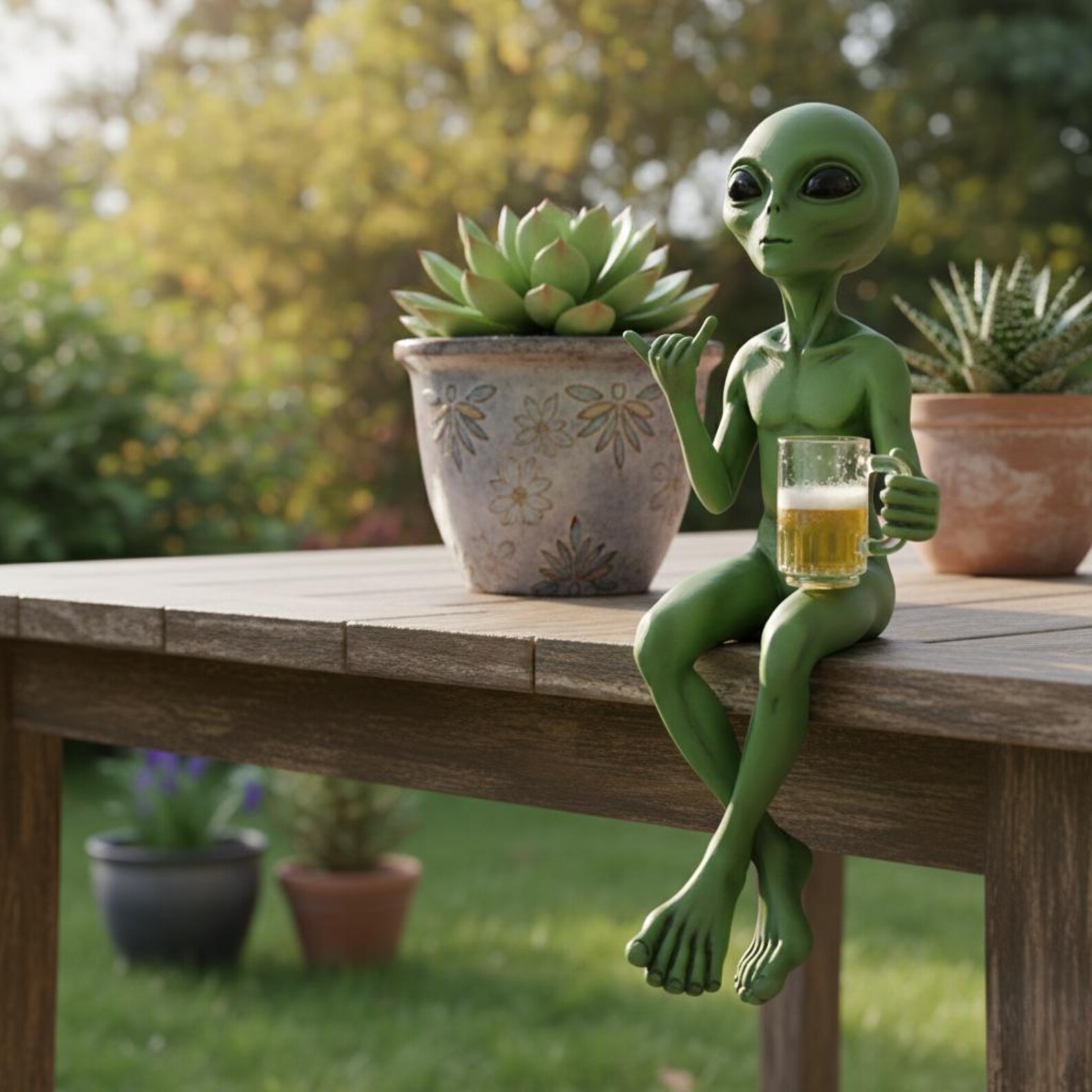 Alien Drinking Beer Figurine, Unique Desk Decor, Office or Home ...