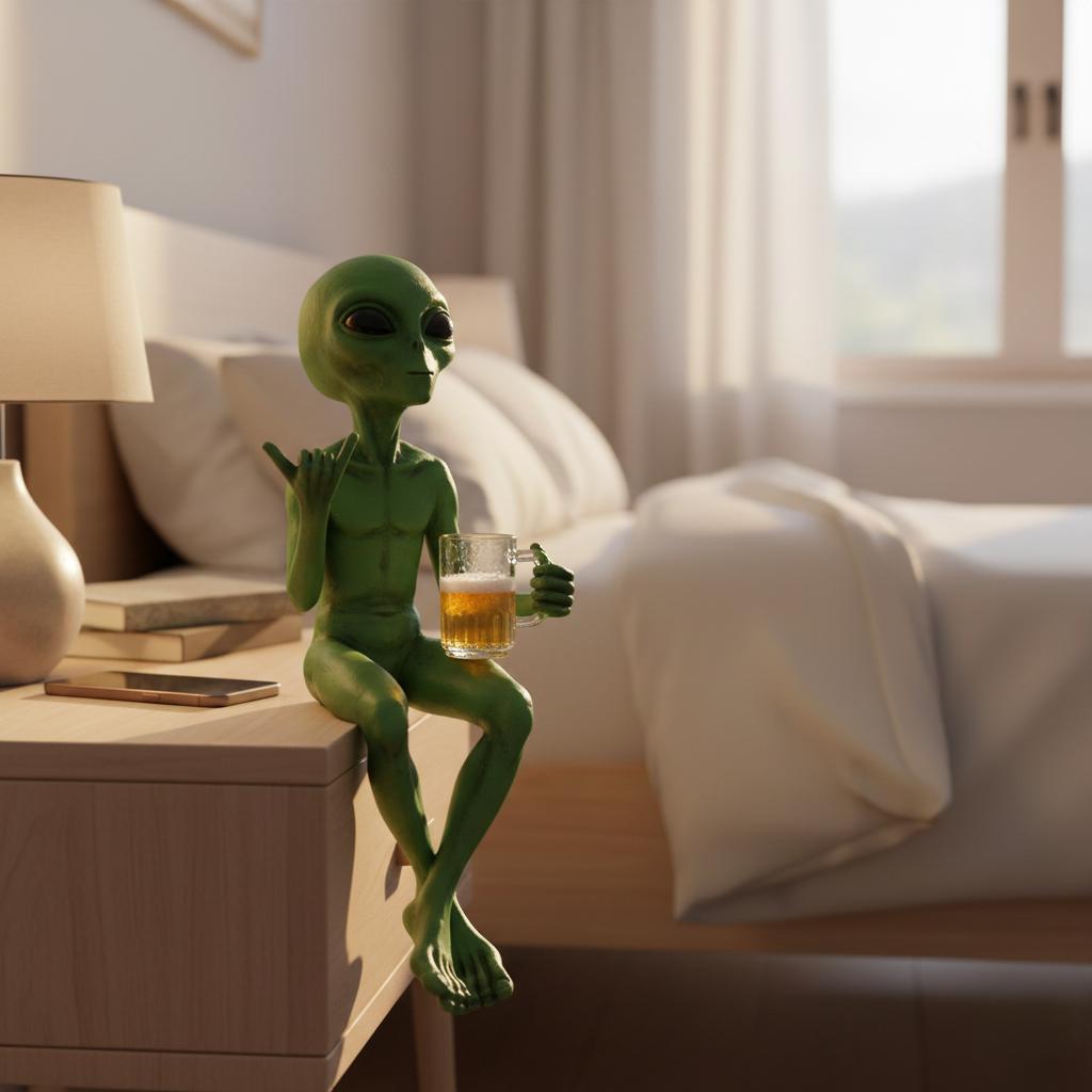 Alien Drinking Beer Figurine, Unique Desk Decor, Office or Home ...