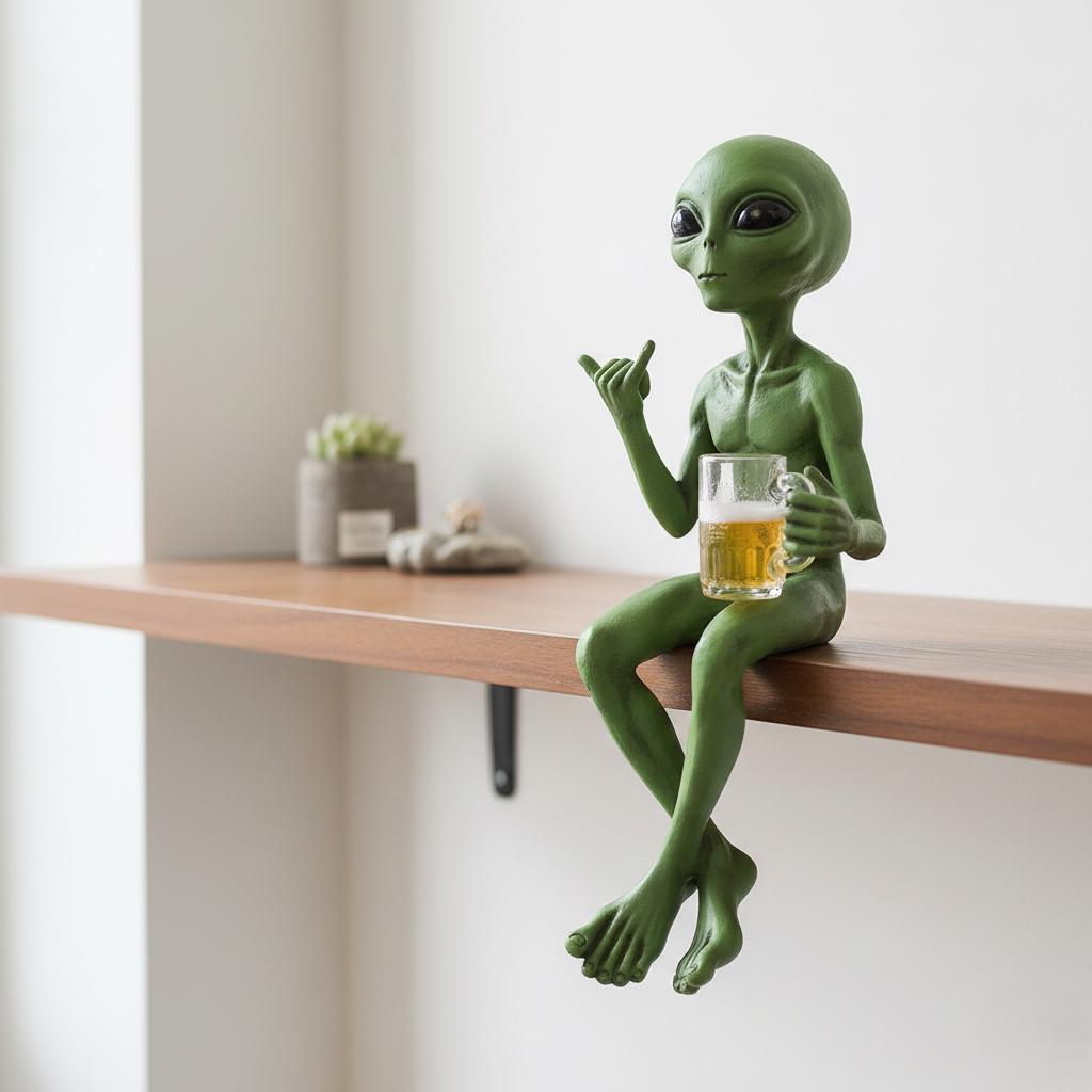 Alien Drinking Beer Figurine, Unique Desk Decor, Office or Home ...