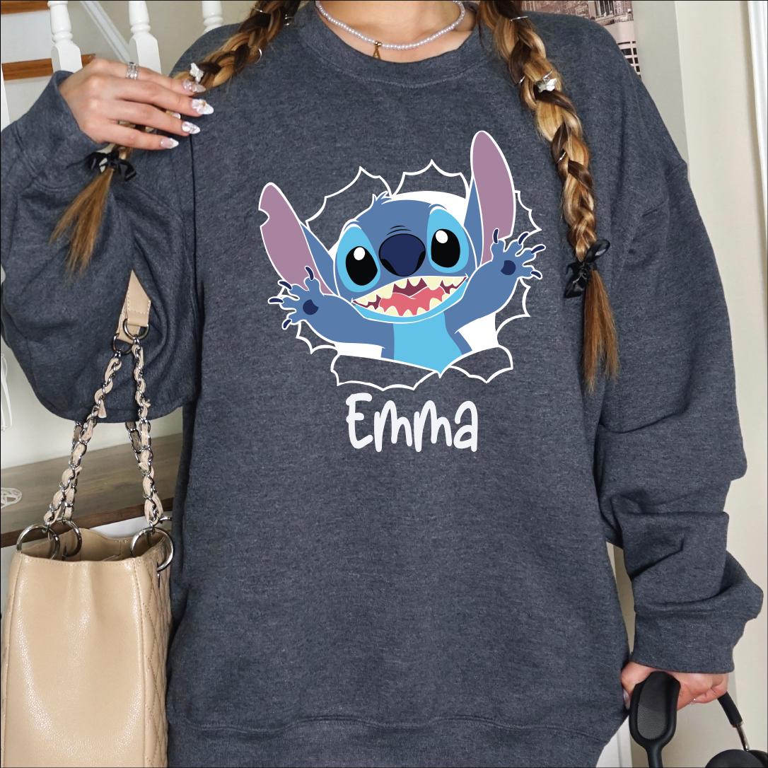 Stitch Custom Sweatshirt, Stitch Cute Winter Sweatshirt, Stitch Cartoon ...