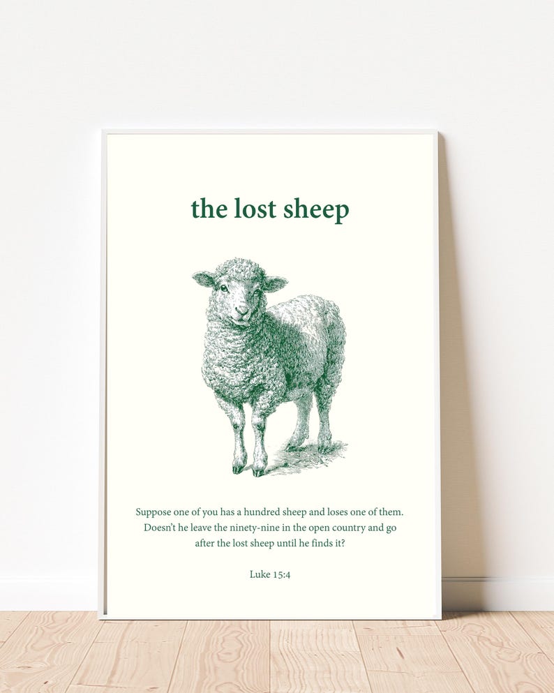 The Lost Sheep: Luke 15 4 Bible Verse Print in Sage Green (digital ...