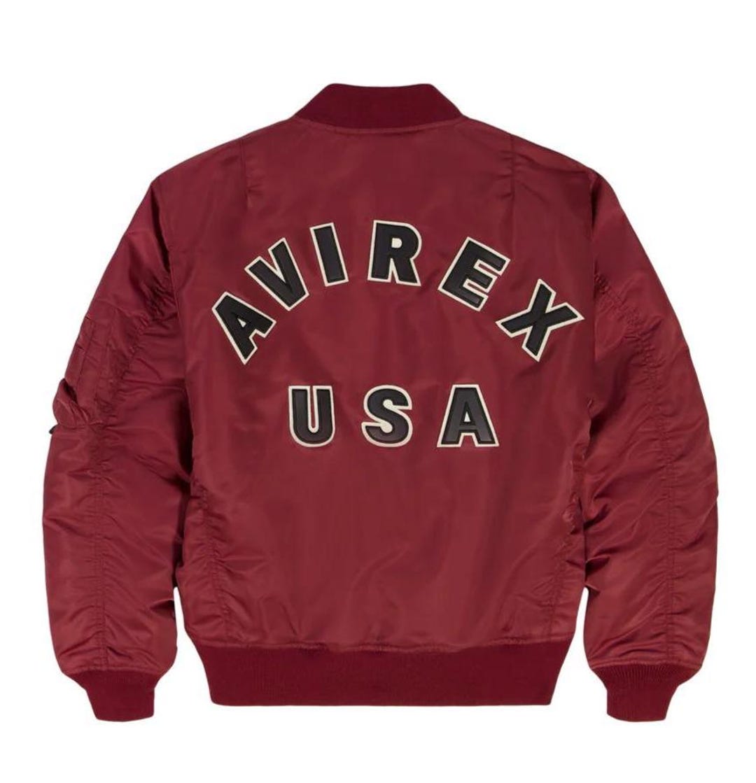Avirex USA Dark Cherry Nylon Bomber Jacket – Classic Streetwear Style ...