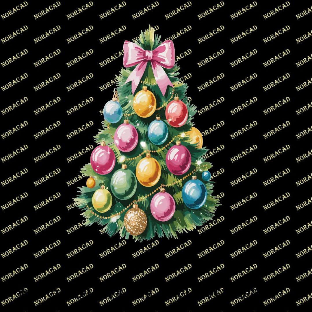 Floral Christmas Tree PNG Bundle, Pastel Xmas Clipart (digital Download ...