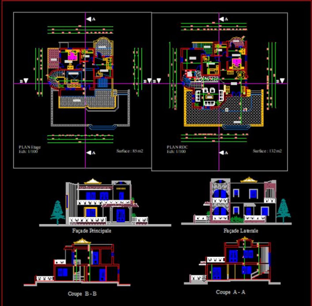 Affordable Village Family Villa Plan DWG | Small House Blueprint - Etsy