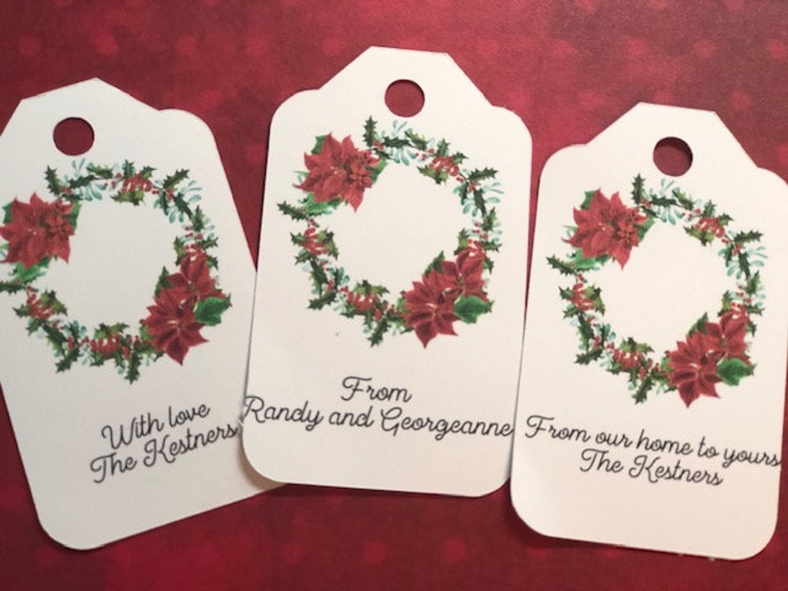 27 Custom Christmas Gift Tags/ 1.75 X 3 / Personalized Christmas Wreath ...