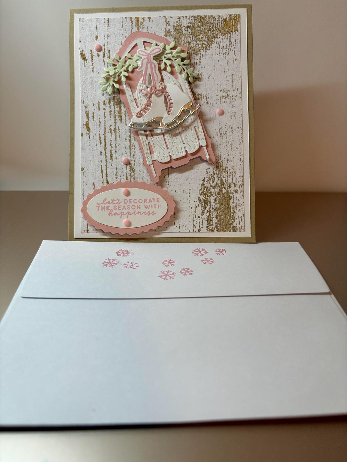 Handmade Sled and Skates Christmas Card With Matching Envelope - Etsy