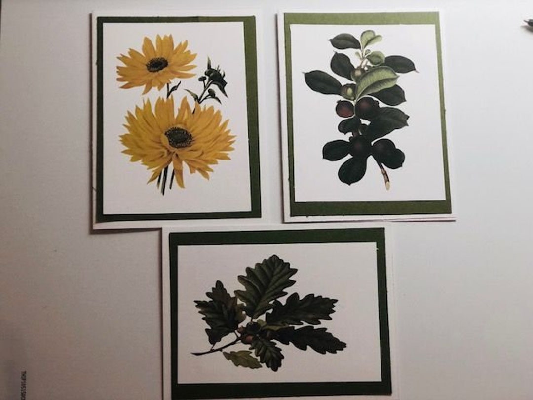 Handmade Fall Flowers and Leaves Note Cards Waith Envelopes - Etsy