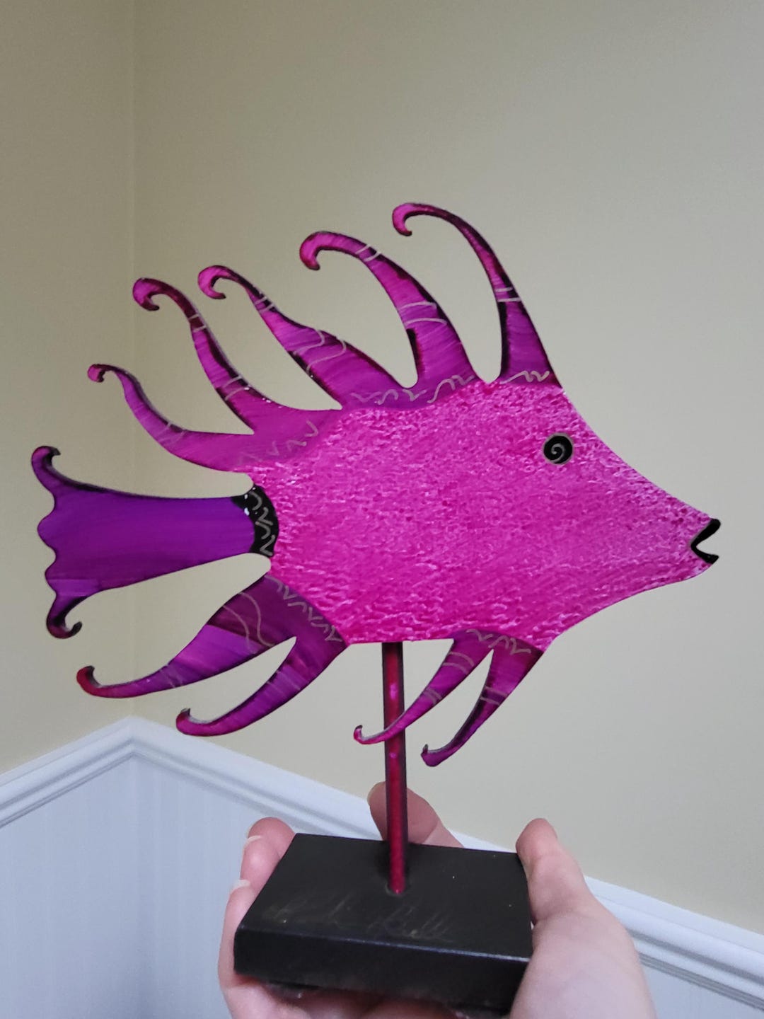 Art Sculpture Signed Claudine Buell Metal Fish Ocean Beach House Decor ...