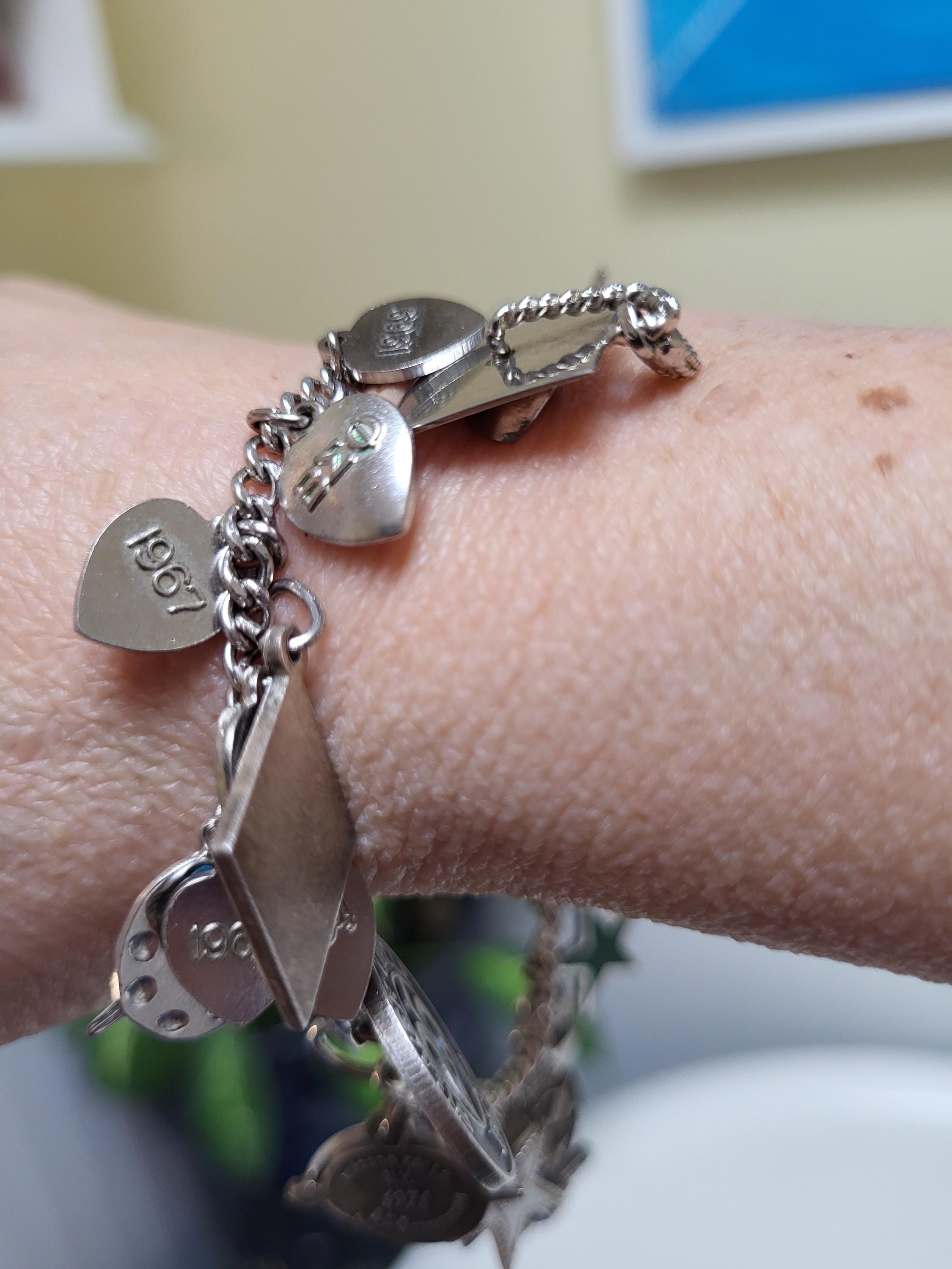 Vintage Sterling and Silverplate Beta Sigma Phi Charm Bracelet Loaded ...