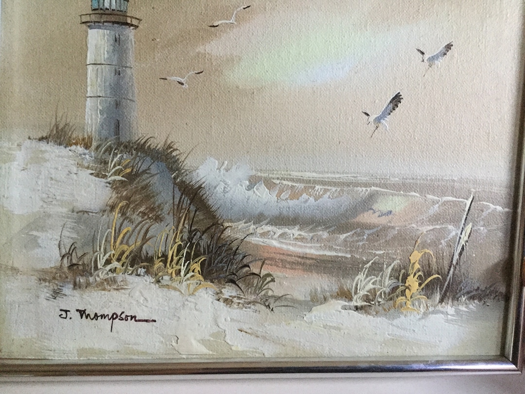 J Thompson Oil on Board Seascape Painting - Etsy