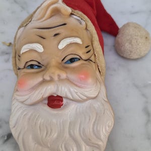 Vintage MCM Rubber Santa Face Large Ornament - Etsy