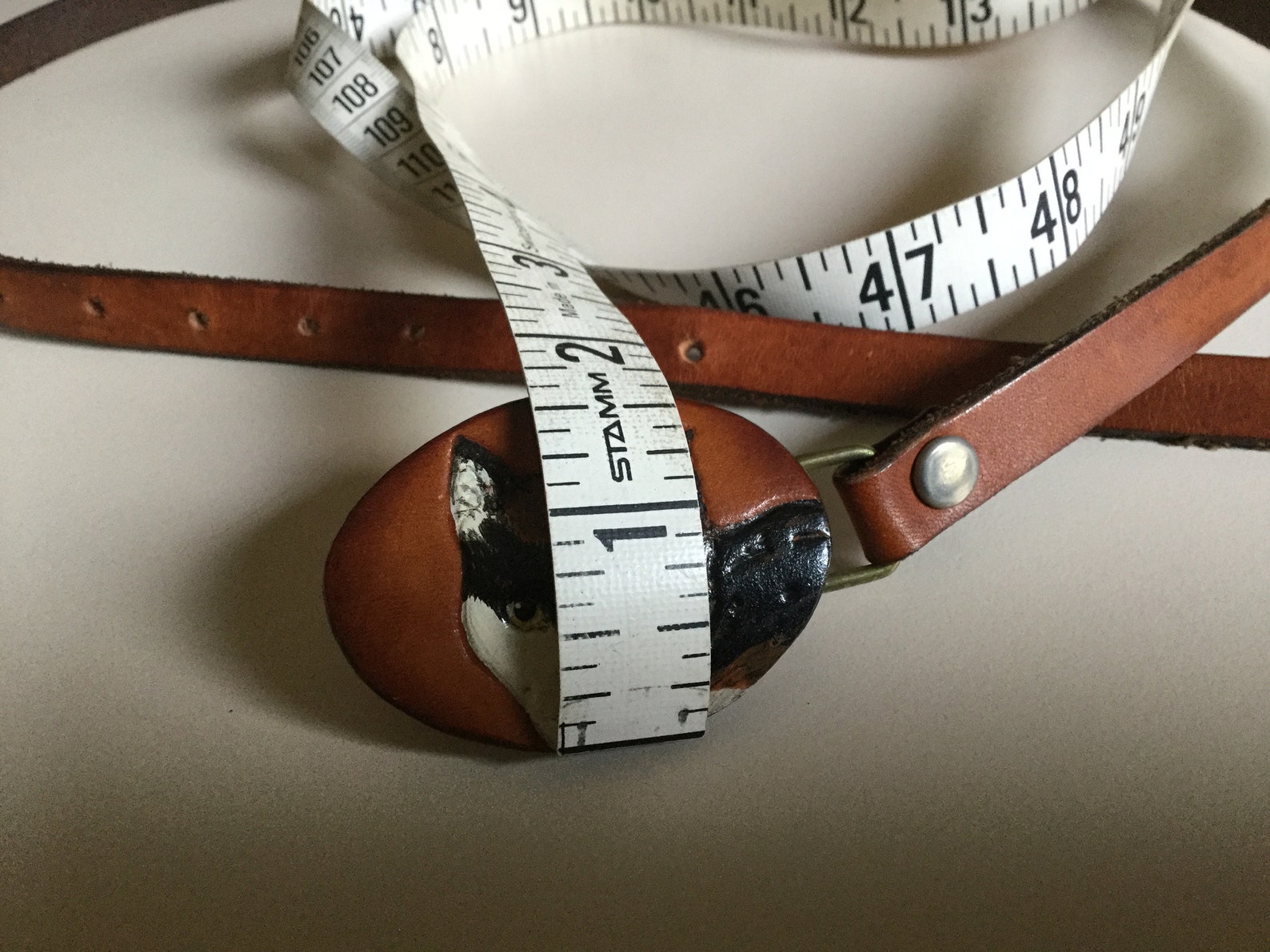 Vintage Hand Painted Cat Belt/tooled Leather Signed Cat Belt | Etsy