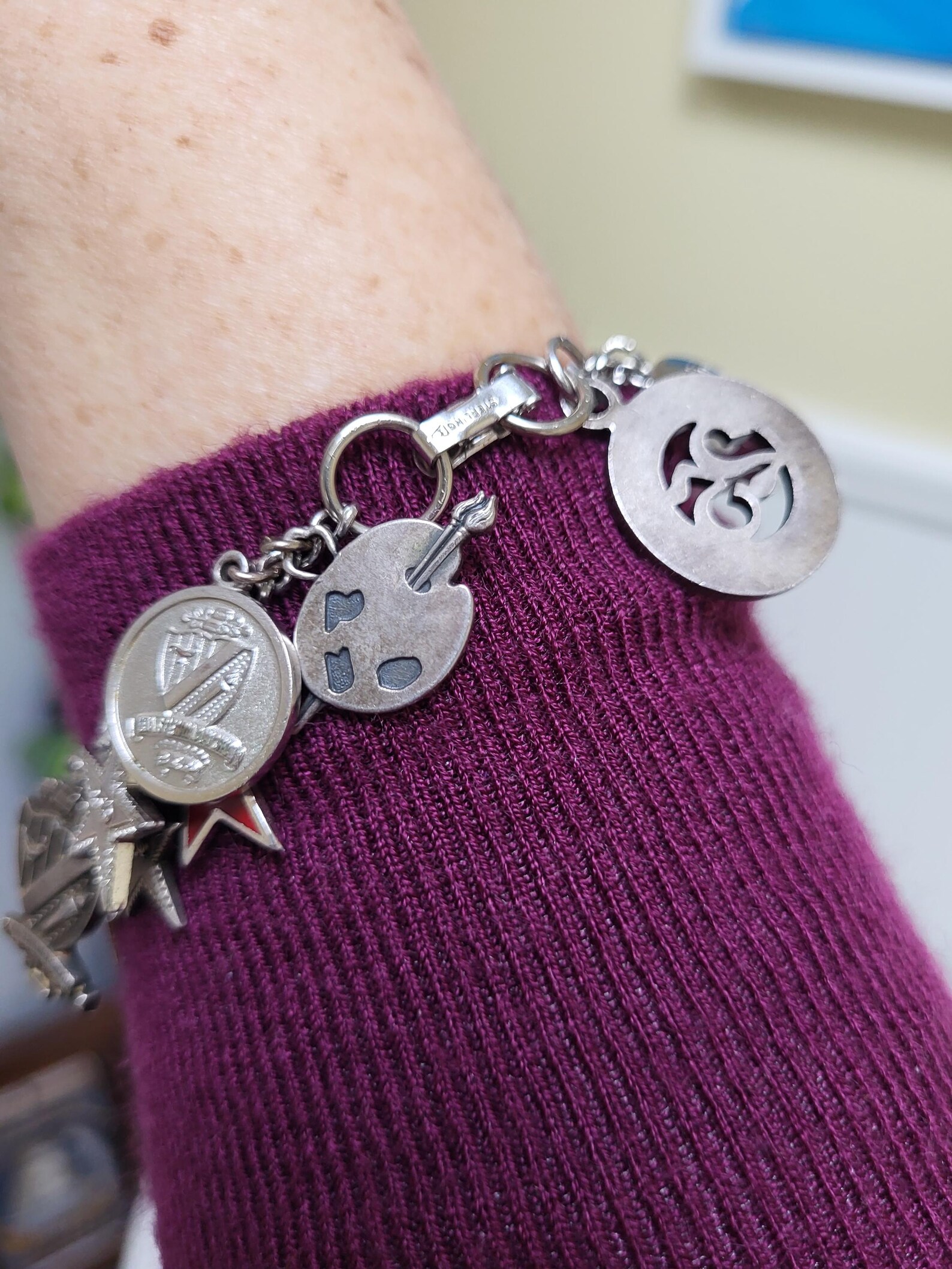 Vintage Sterling and Silverplate Beta Sigma Phi Charm Bracelet Loaded ...