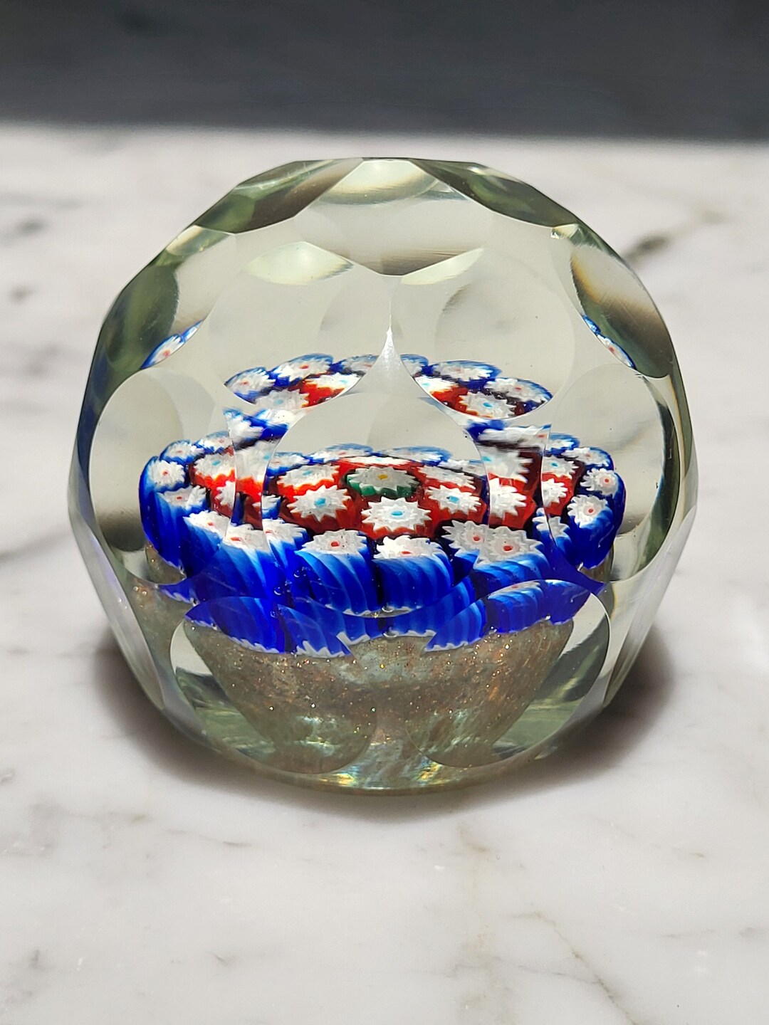 Murano Faceted Millefiori Small Paperweight - Etsy